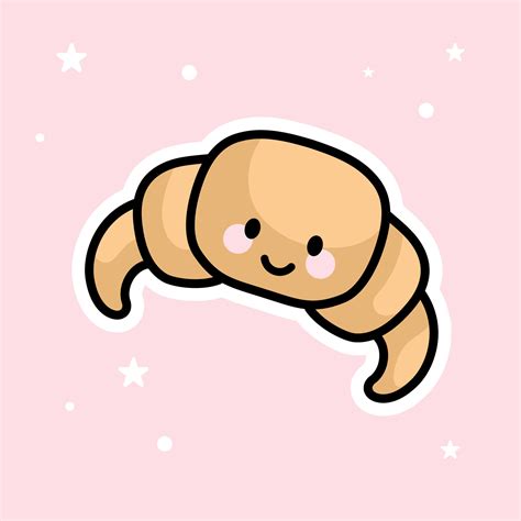 Cute Kawaii Croissant Is Isolated On A Pink Background 30517672 Vector