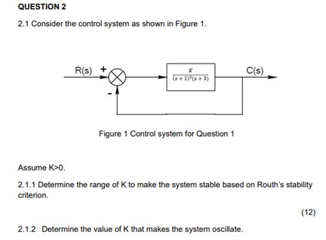 Solved Consider The Control System As Shown In Figure Chegg
