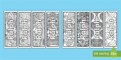 FREE Ralph Mindfulness Name Colouring Bookmarks Twinkl