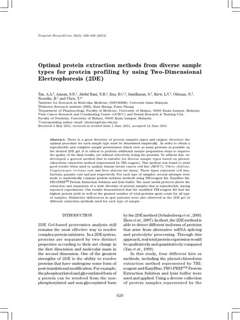 Pdf Optimal Protein Extraction Methods From Diverse Sample Types For