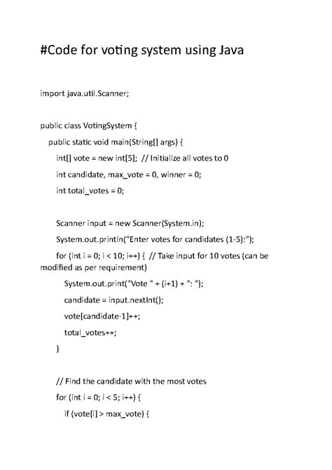Code For Voting System Java Code For Voting System Using Java