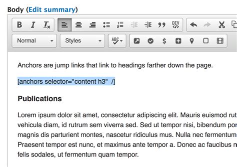 anchor jump links web express support drupal 7