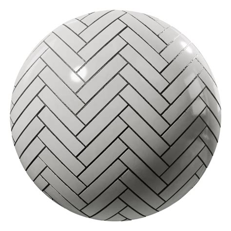Herringbone Ceramic Glossy Tile Texture White Poliigon