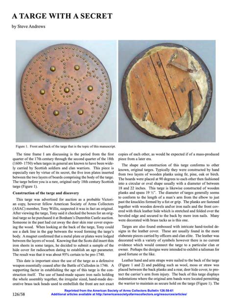 A Targe With A Secret American Society Of Arms Collectors