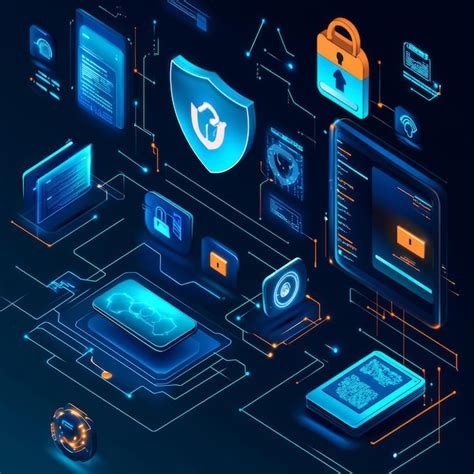 Cybersecurity Concept With Various Icons Digital Data And Circuit Board Premium Ai Generated Image