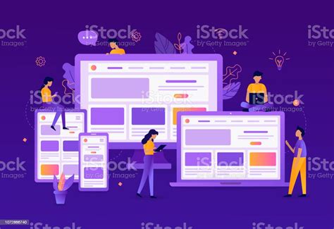 응답 웹 디자인 개발 개념에 대한 스톡 벡터 아트 및 기타 이미지 개념 개발 규모 Istock