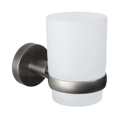Jtp Vos Brushed Black Wall Mounted Tumbler Holder 27141bbl
