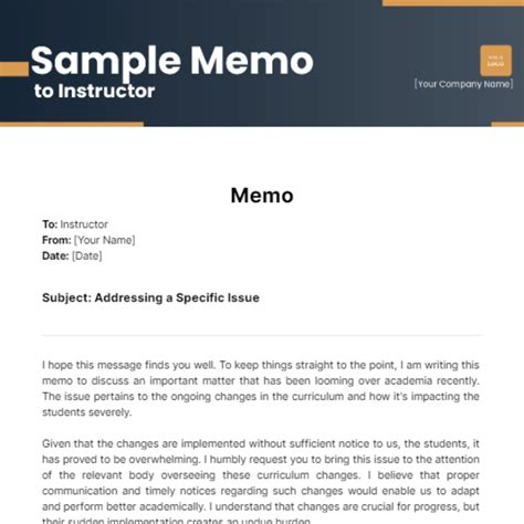 Free Sample Memo To Instructor Template To Edit Online