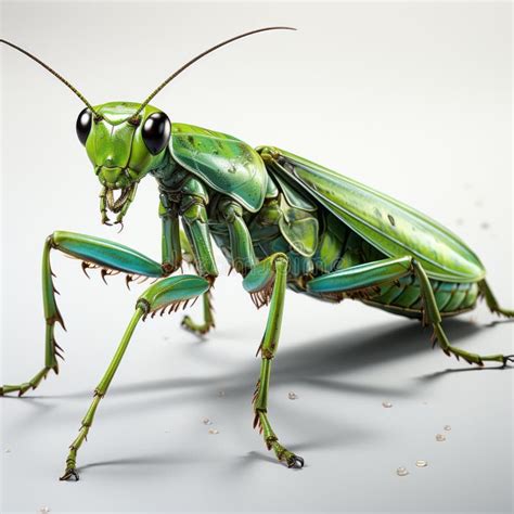 Hyper Realistic 3d Green Grasshopper Illustration With Mantis Varieties