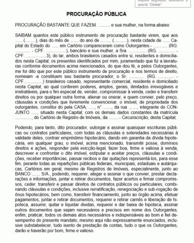 Exemplo De Procuração De Compra E Venda De Imóvel Financiado Junto