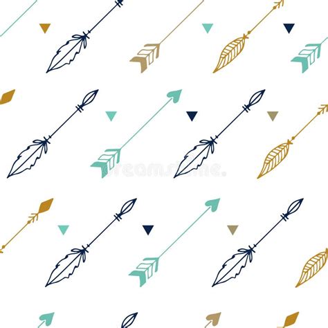 Cute Hand Drawn Arrows Seamless Pattern Vector Illustration In Boho