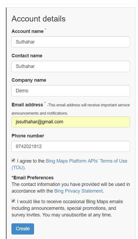 Generate Bing Map Authentication Key For Windows Based Application