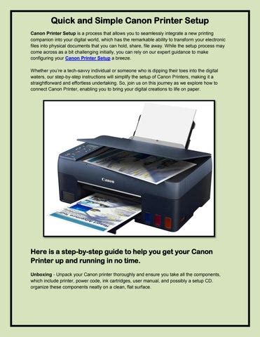 Quick And Simple Canon Printer Setup By Printer Problems And Setup Issuu