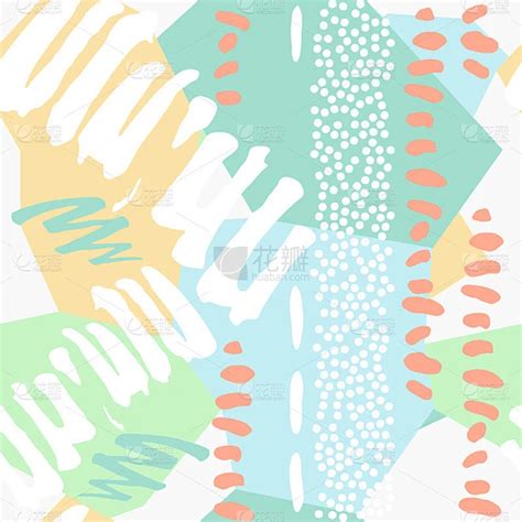 抽象绘画创作普遍采用写意无缝图案与水墨元素。抽象的涂鸦，鲜艳的颜色。素材 花瓣网