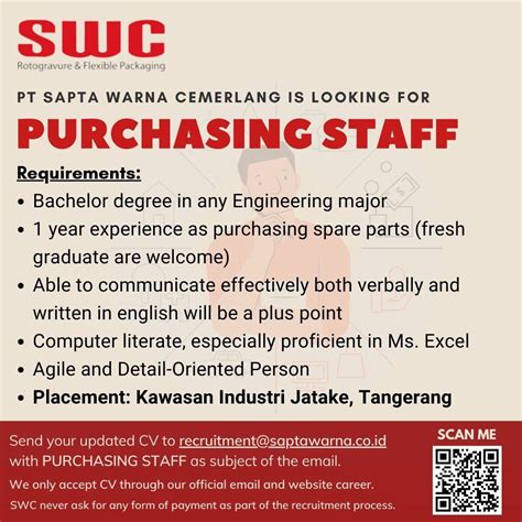 Lowongan Kerja PT SAPTA WARNA CEMERLANG Your Skills Your Future