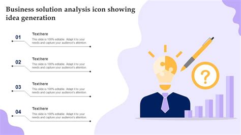 Business Solution Analysis Icon Showing Idea Generation Ppt Template