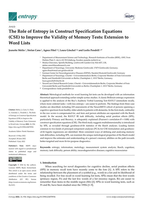 Pdf The Role Of Entropy In Construct Specification Equations Cse To Improve The Validity Of