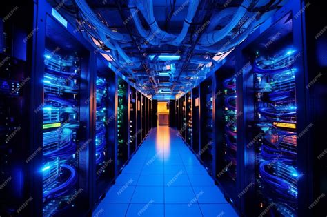 Premium Photo Network And Data Servers Behind Glass Panels In A