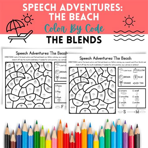 Speech Adventures The Beach Color By Code Srl Blends No Prep