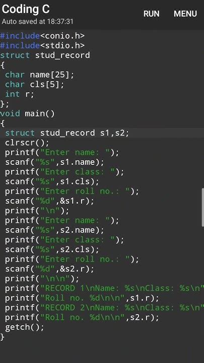 c programme struct coding youtube