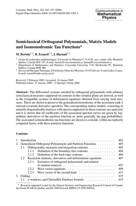 Pdf Semiclassical Orthogonal Polynomials Matrix Models And