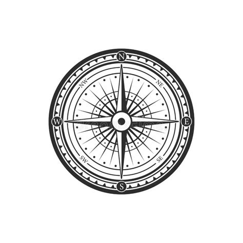 Rose Of Winds Isolated Cartography Compass Stock Vector Illustration