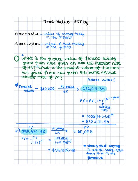 Bu111 Time Value Money Exercises And Notes Time Value Money Present