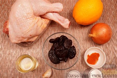 Рецепт Куриные окорочка запечённые с апельсином и черносливом на