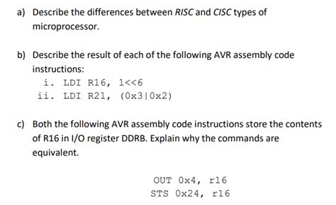Solved A Describe The Differences Between RISC And CISC Chegg
