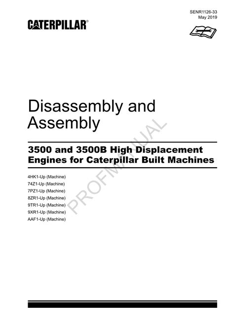 Caterpillar Cat 3500 3500b High Displacement Engine Manual Disassembly