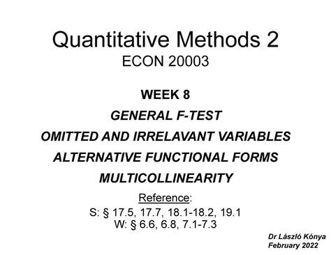 Week 8 Lecture Notes ECON20003 Unimelb Studocu