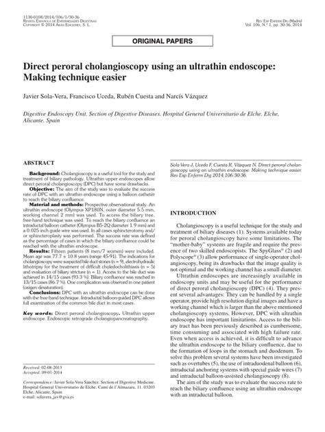 Pdf Direct Peroral Cholangioscopy Using An Ultrathin Endoscope