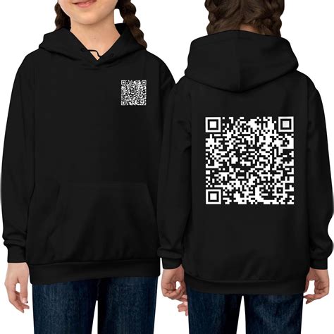 Bbyeadc Girls Qr Code Hoodie Long Sleeve Humorous Hidden Message
