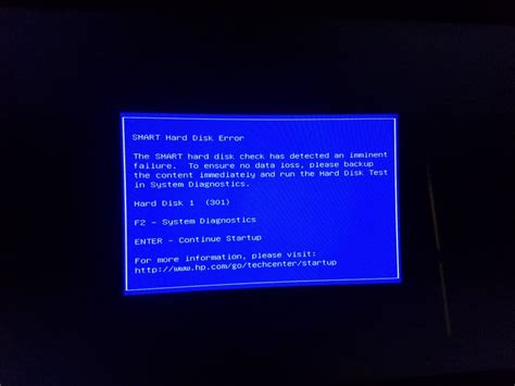 error hard disk 1 301 and failing attribute b8 hp support