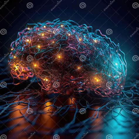 Fictional Glowing Brain Background With A Network Of Neural Connections Neural Activity Stock