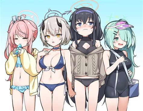 Ui Natsu Hiyori And Sena Blue Archive Drawn By Konnyakukk Monmon