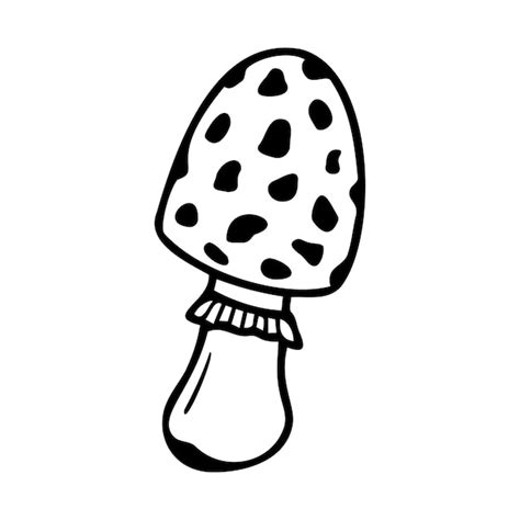 손으로 그린 버섯 비행 Agaric 흰색 배경에 고립 프리미엄 벡터