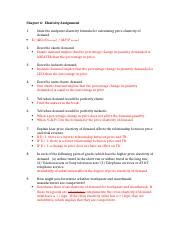 Elasticity Assignment Exampleas And Answers Chapter Elasticity Assignment State The