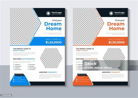 Desain Flyer Real Estat Modern Template Flyer Rumah Ilustrasi Vektor