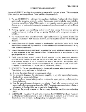 Fillable Online FILE EHB E 1 INTERNET USAGE AGREEMENT Fax Email Print