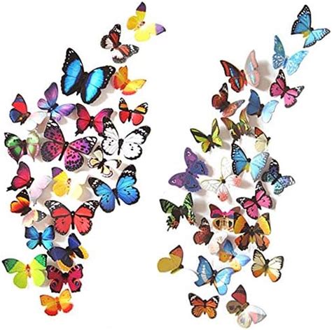 Amazon de 36 Stück 3D Schmetterling Wandaufkleber 3 Arten Dekoration