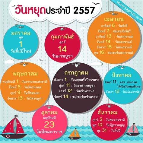 Infographic รูปภาพ เทศกาล วันหยุดประจำปี 2557