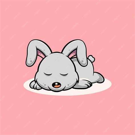 Premium Vector Cute Rabbit Sleeping Cartoon Illustration