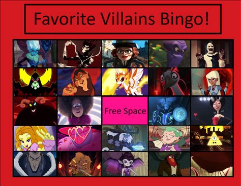 My Favorite Villains Bingo By Mysticonsfan62 On Deviantart