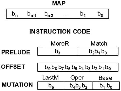 instruction encoding i a single map with as many bits n as bases