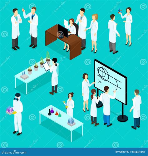 Isometric Scientists Characters Set Stock Vector Illustration Of Collection Biological 90686103
