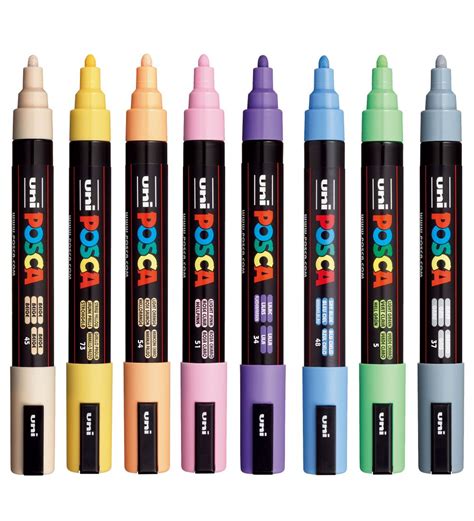 Posca Markers - PC-5M - 8 pcs. - Pastel Colours » ASAP Shipping