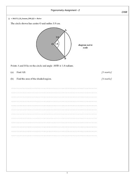 Ib Trig Exam Style Questions Pdf Trigonometry Elementary Geometry