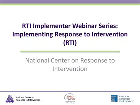 PPT RTI Implementer Webinar Series Implementing Response To Intervention RTI PowerPoint