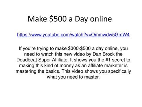 PPT How To Make 500 A Day Online Ultimate Guide For Beginners